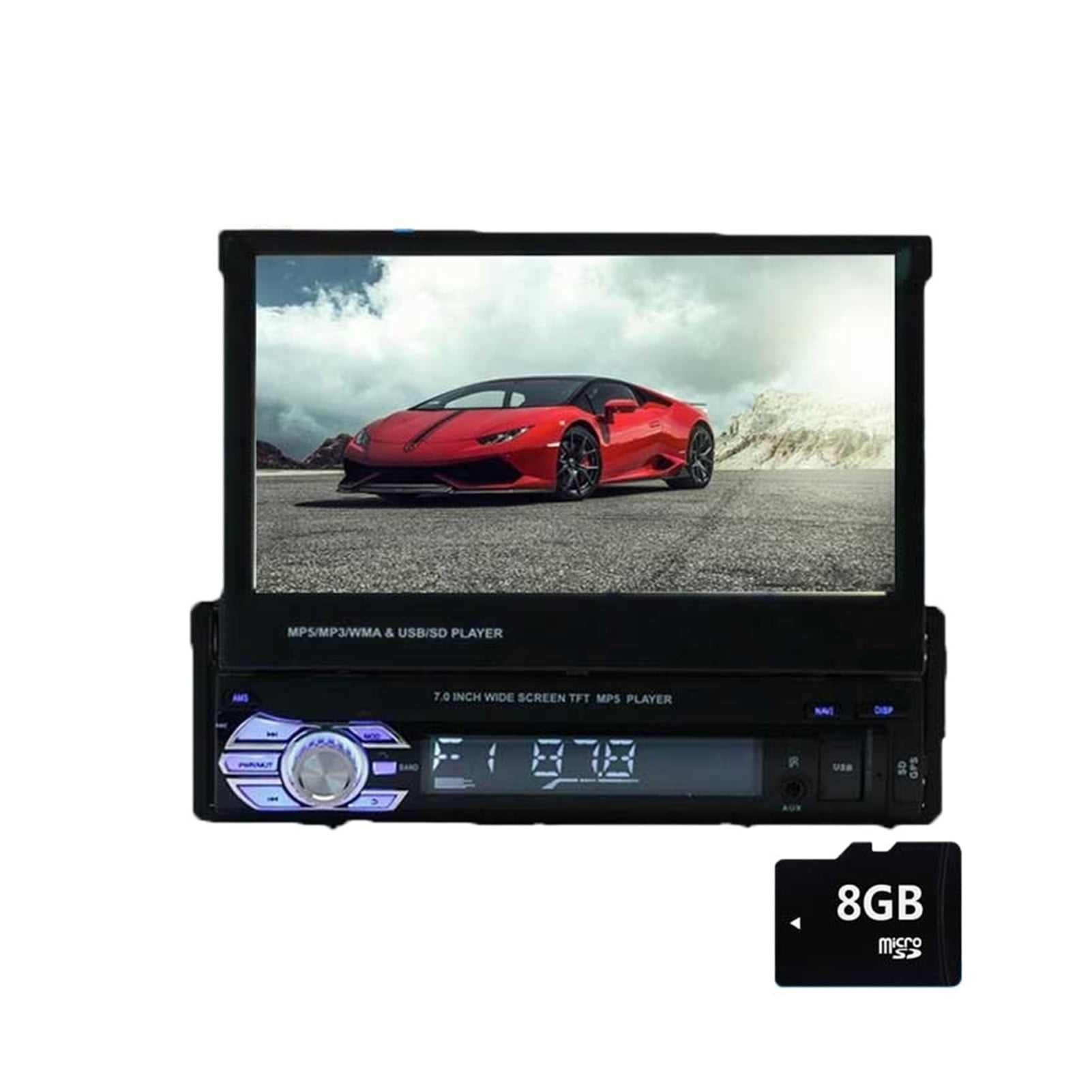 Retractable 1 Din Radio Car Stereo Audio 7 inch MP5 MP4 Player Aux/USB ...