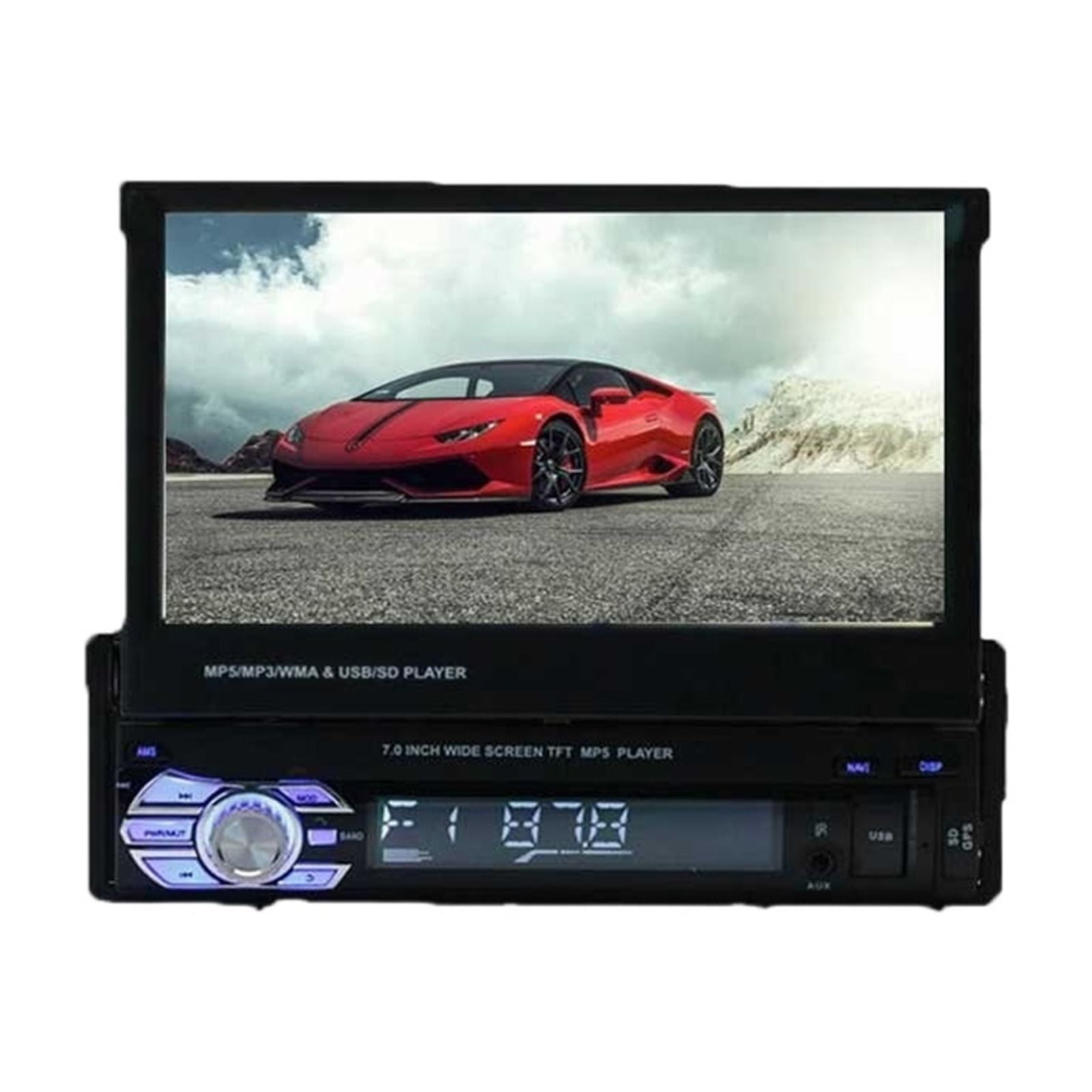 Retractable 1 Din Radio Car Stereo Audio 7 inch MP5 MP4 Player Aux/USB ...