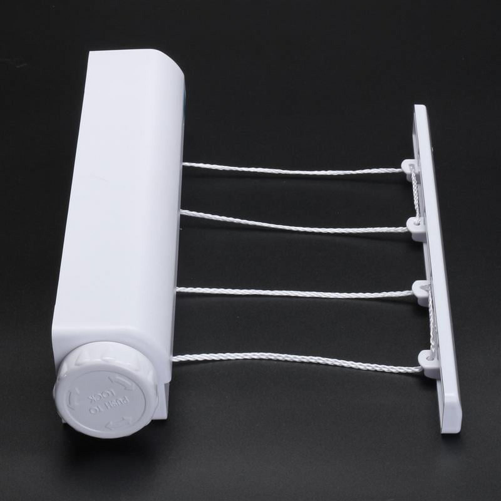 Retractable 4-Line Clothesline - Spring-Loaded Drying Rack with Hooks ...