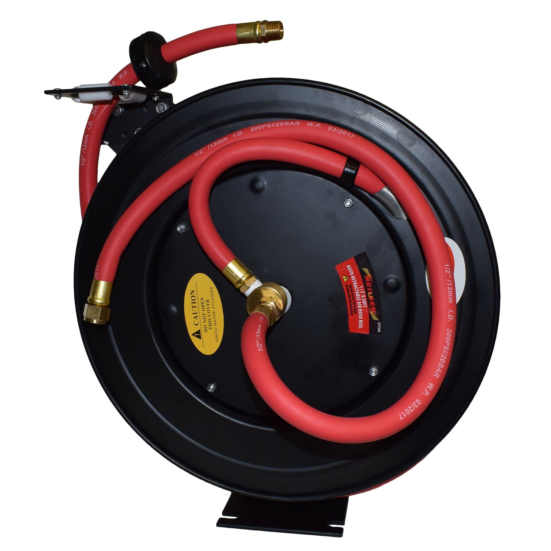 Retractable 50ft Air hose on Reel 1/2 BSP Spring Rewind Wall Mountable ...