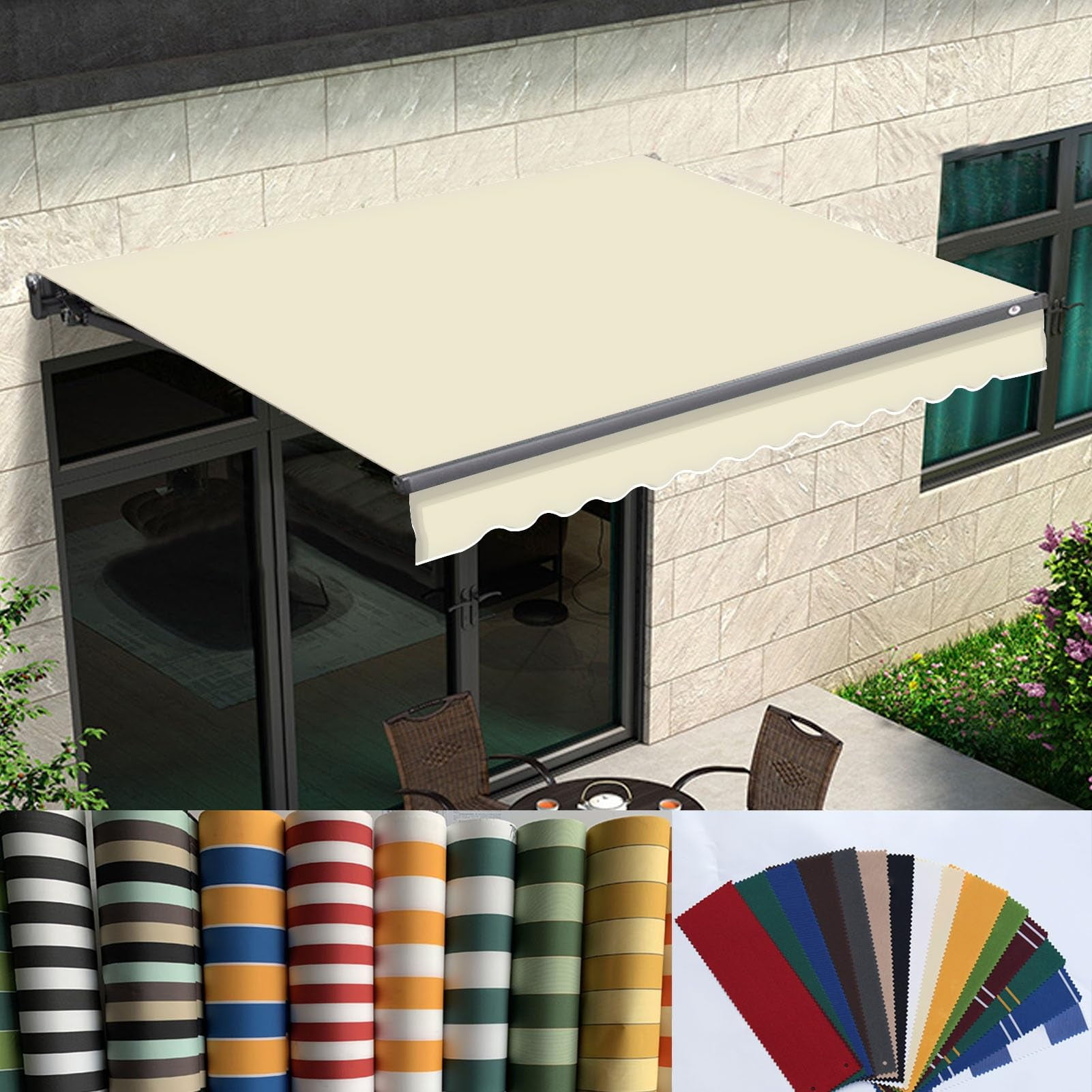 Retractable Awning Replacement Waterproof Shade- UV Resistant Rain ...