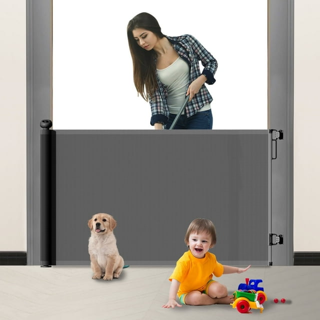 "Retractable Baby Gate, Extendable to 55"" Wide, Child & Pet Safety for ...