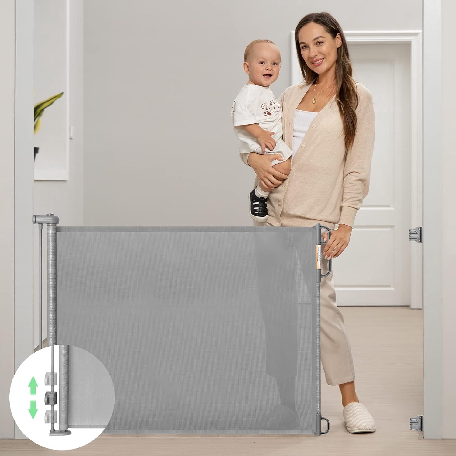 Retractable Baby Gate, Mesh Baby Gate or Mesh Dog Gate, 33" Tall ...