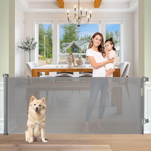Retractable Baby Gates 65" Wide Baby Gate for Stairs Retractable Dog ...
