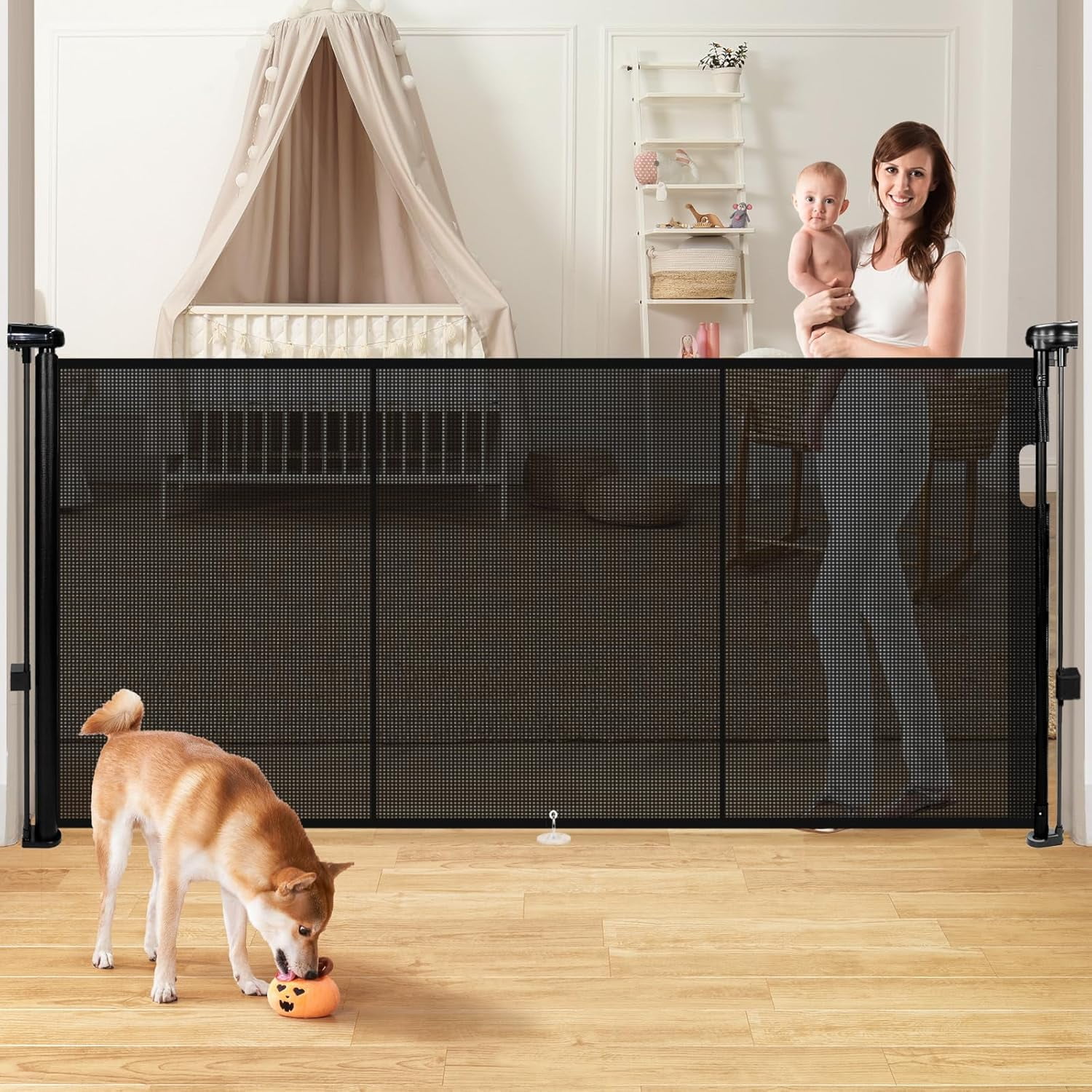 Retractable Baby Gates for Stairs, 78" Extra Wide Retractable Dog Gate ...
