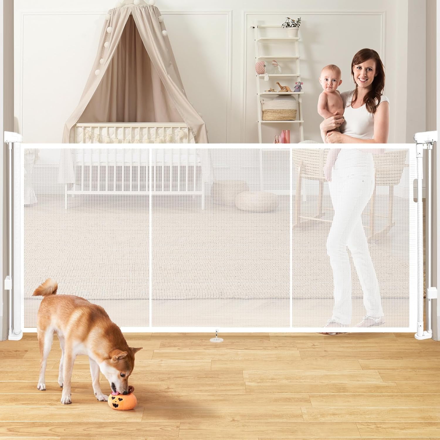 Retractable Baby Gates for Stairs, 78" Extra Wide Retractable Dog Gate ...