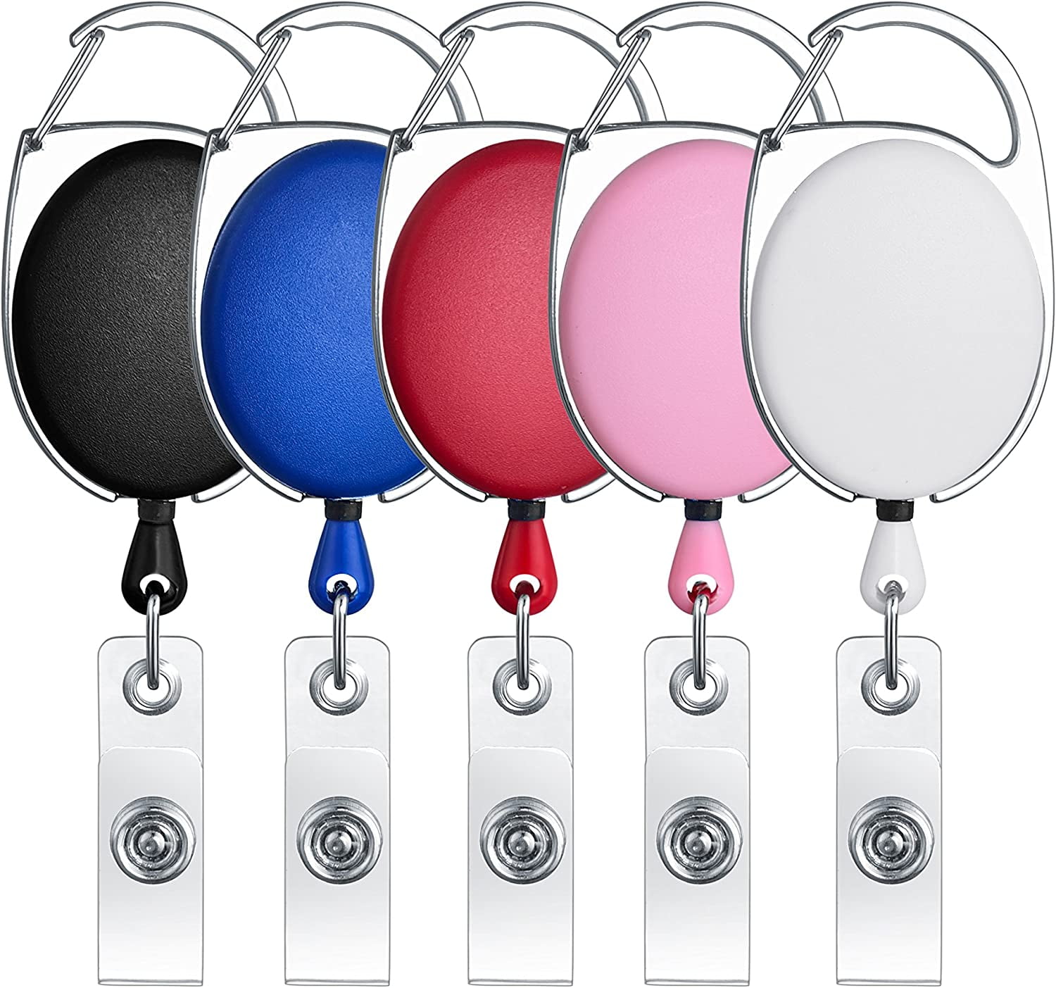 Retractable Badge Holder Carabiner Reel Clip On ID Card Holder, Pack of ...