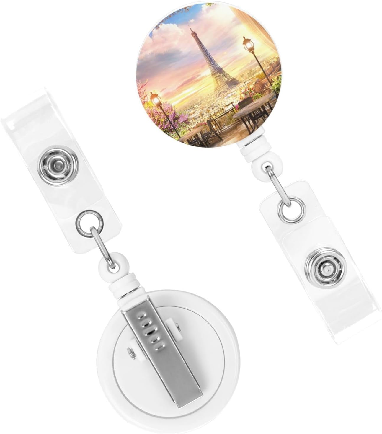 Retractable Badge Holder Reel Paris Tower Badge Holders 360° Rotation ...