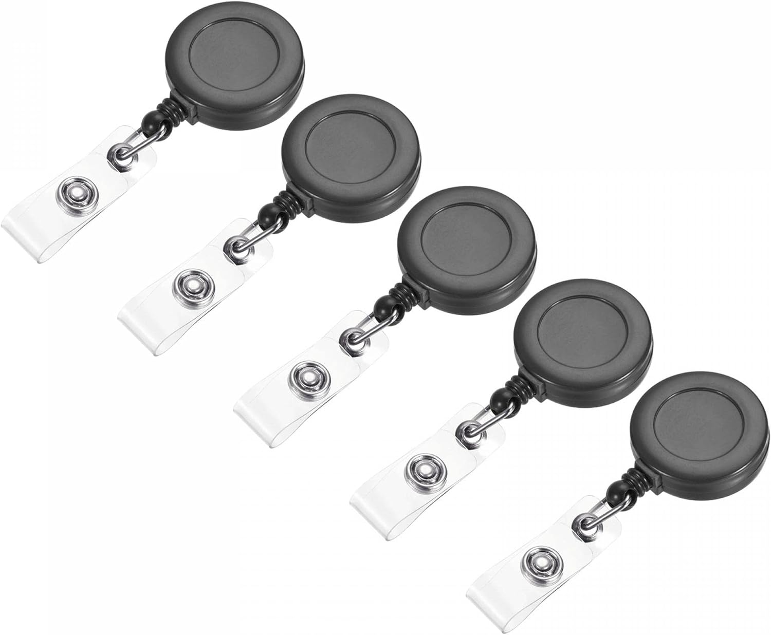 Retractable Badge Holder Reel Round with Metal Clip and Clear PVC Strap ...