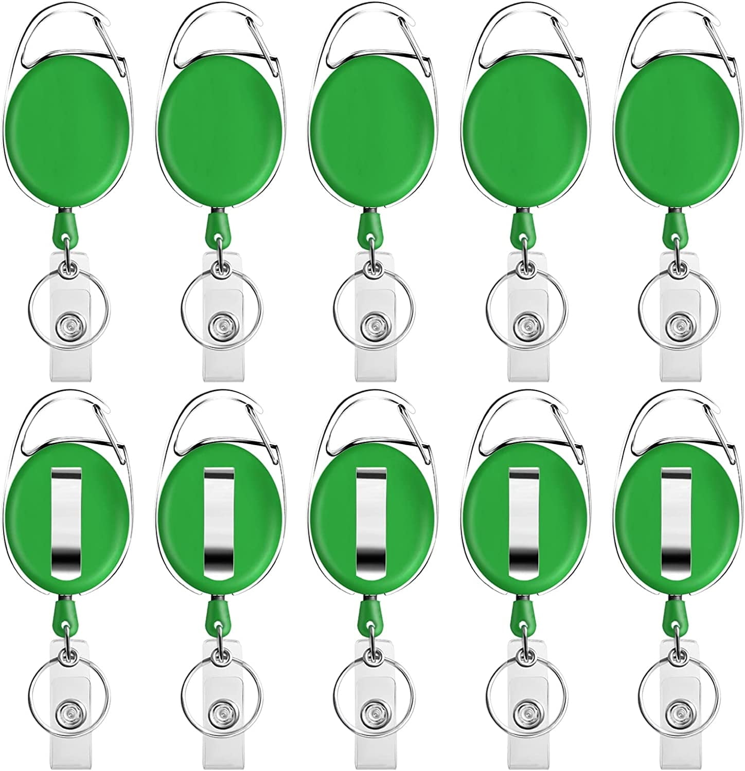 Retractable Badge Holder with Carabiner Reel Clip and Key Ring for ID ...