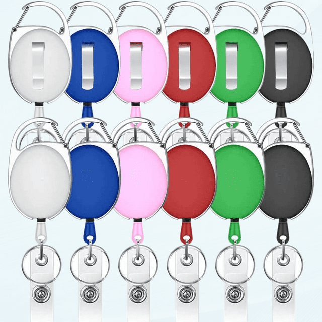Retractable Badge Holders, 12 Pack Badge Carabiner Reel Clips with Belt ...