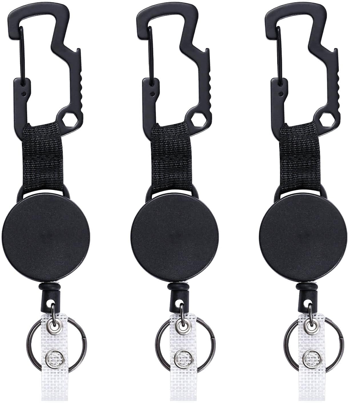 Retractable Badge Holders Clip, 3 Pack Heavy Duty Retractable Keychain ...