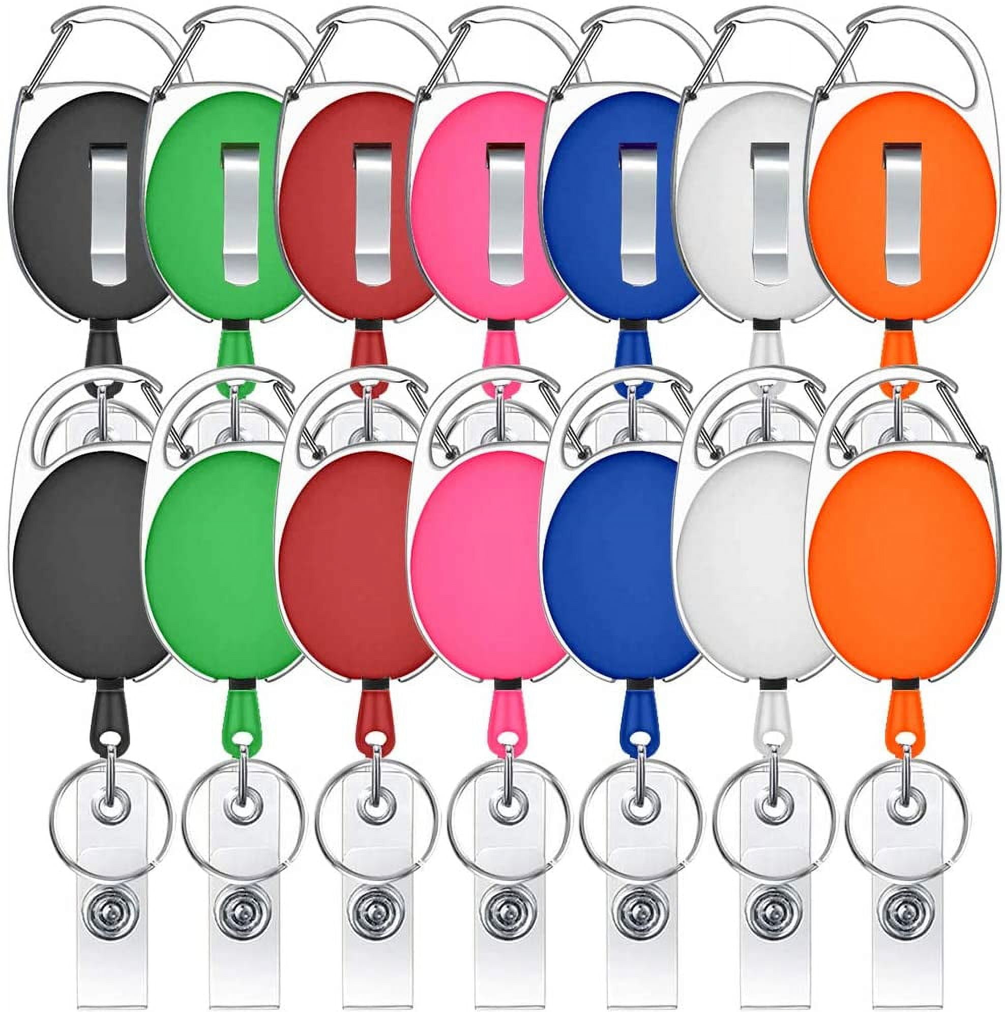 Retractable Badge Holders, Viaky 14 Pack Badge Carabiner Reels with ...