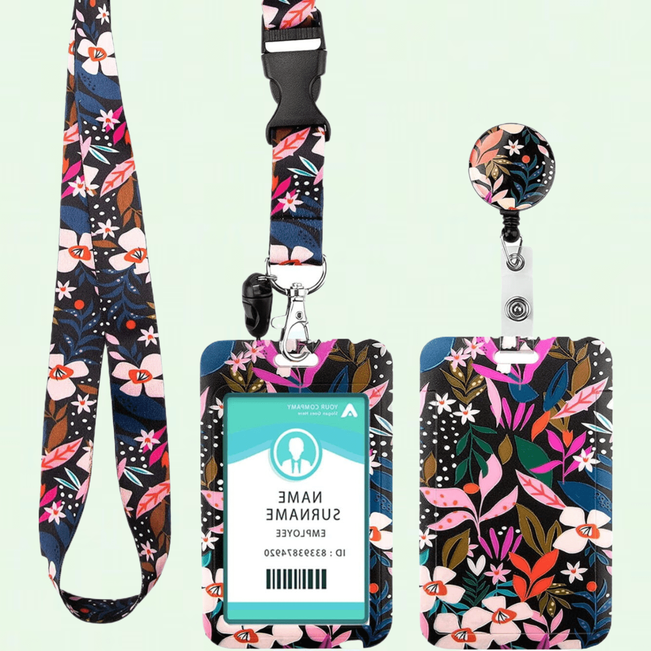 Retractable Badge Holders with Lanyards, Adjustable ID Badge Holder Set ...