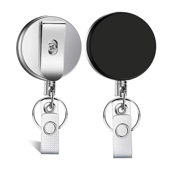Retractable Badge Reel, Heavy - Duty Metal ID Badge Holder with Key ...