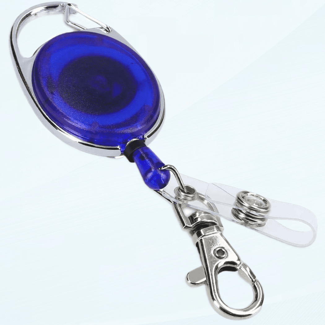 Retractable Badge Reel - ID Holder with Belt Clip, Carabiner Hook, Key ...