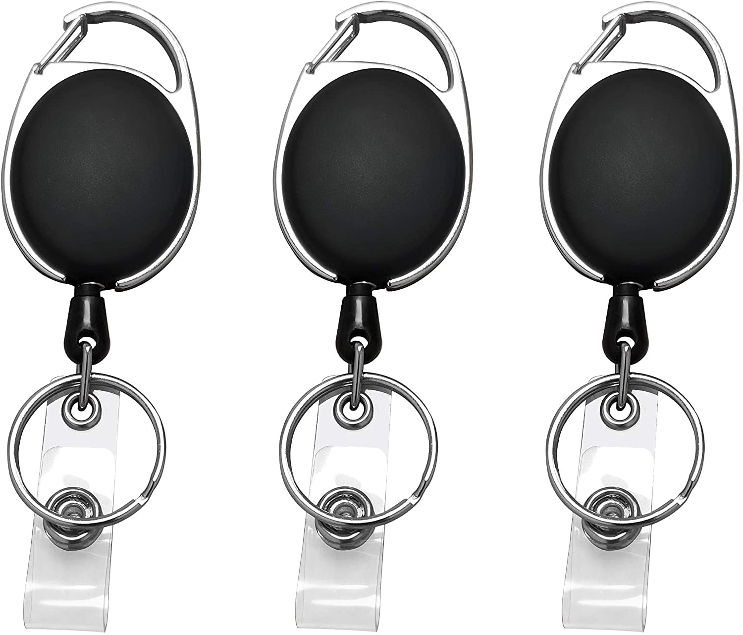 Retractable Badge Reel with Carabiner Belt Clip and Key Ring for ID ...