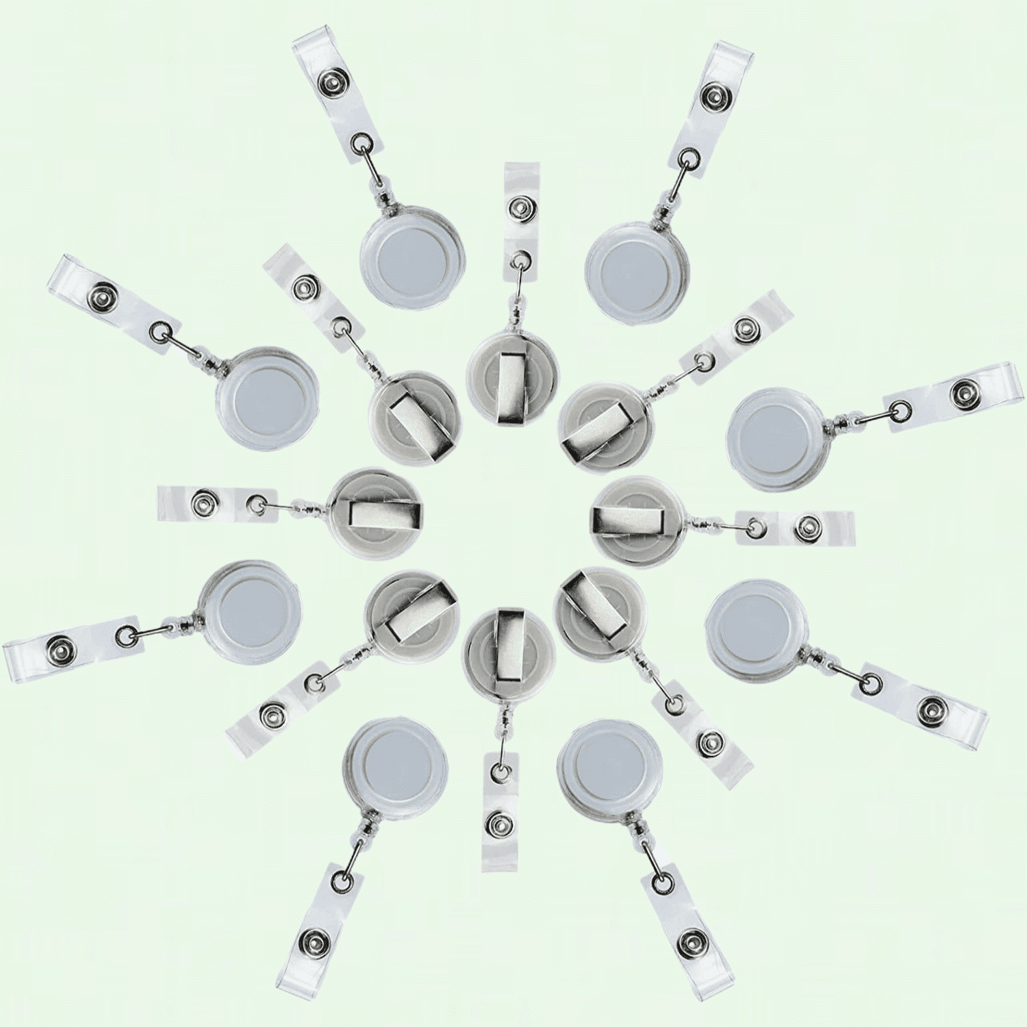 Retractable Badge Reels - Set of 50, Translucent Clear, with Metal Clip ...