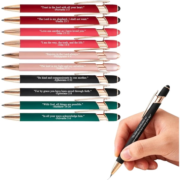 Retractable Ballpoint Pen Set with Stylus Tip – Inspirational ...
