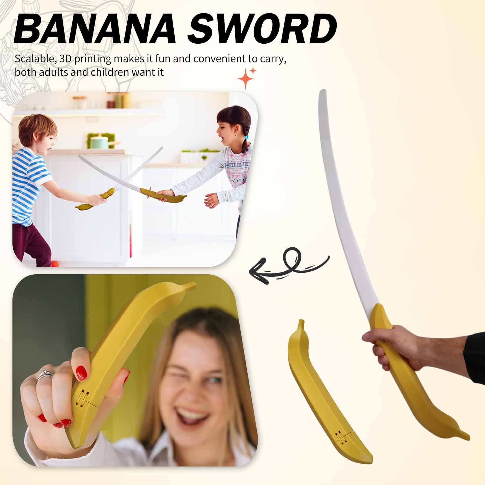 Retractable Banana Sword Toy - 3D Printed Plastic Katana, Fun Family Party Game Props, Includes ...
