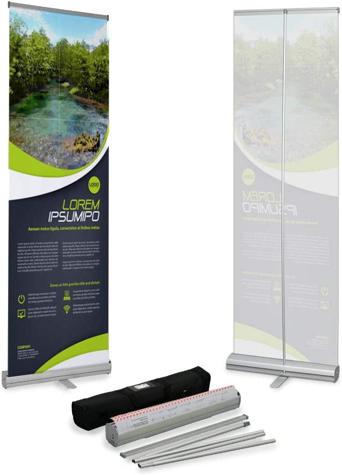 Retractable Banner Stand – 24in x 79in Banner Holder for 2ft x 6.6ft ...