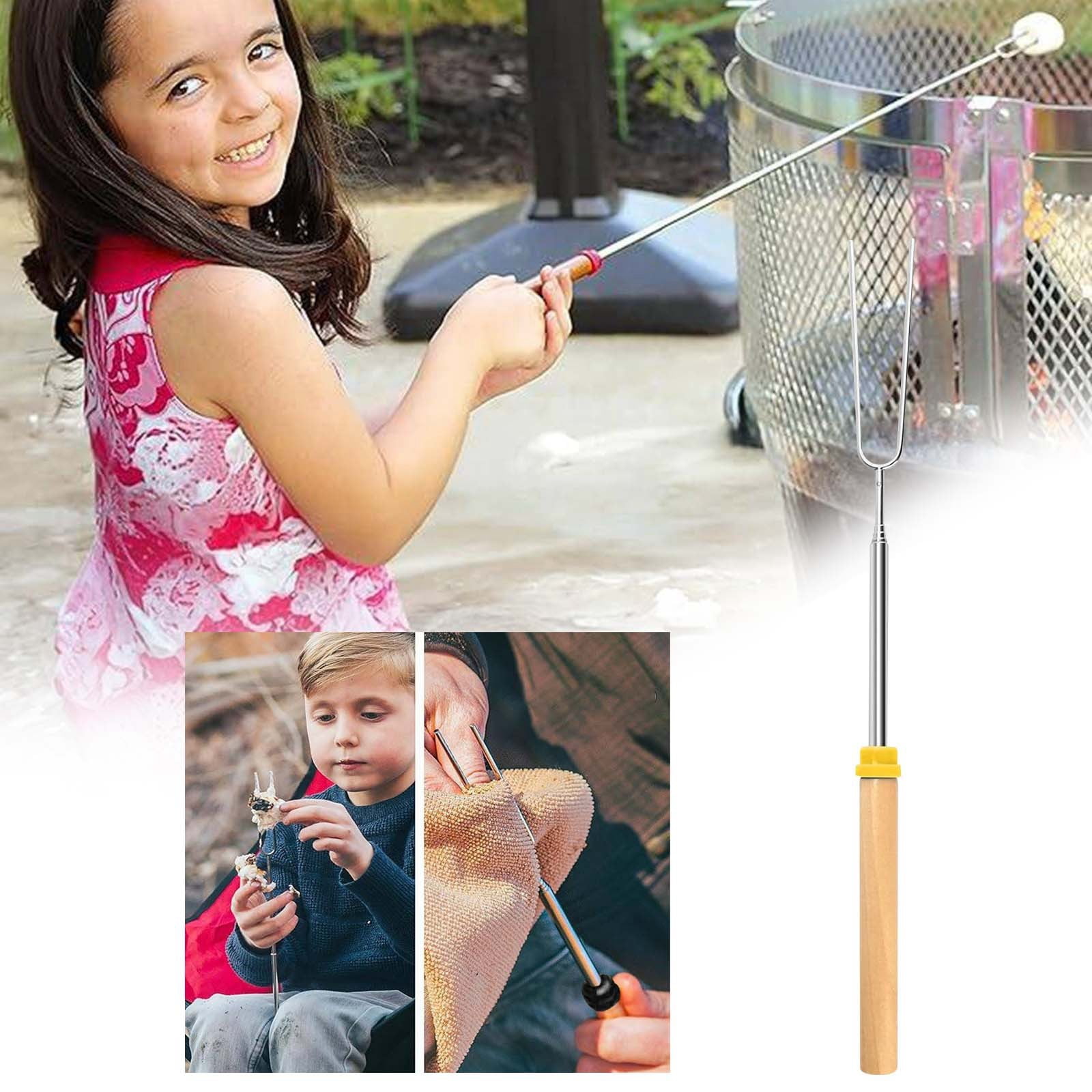 Retractable Barbecue Fork BBQ Hot Dog Fork Stainless Steel Barbecue ...