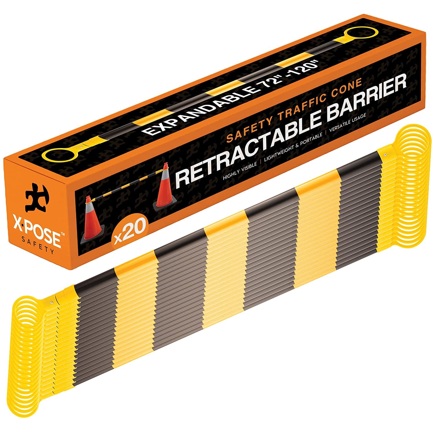 Retractable Barrier for Safety Traffic Cones 72" to 120" - 2" OD ...