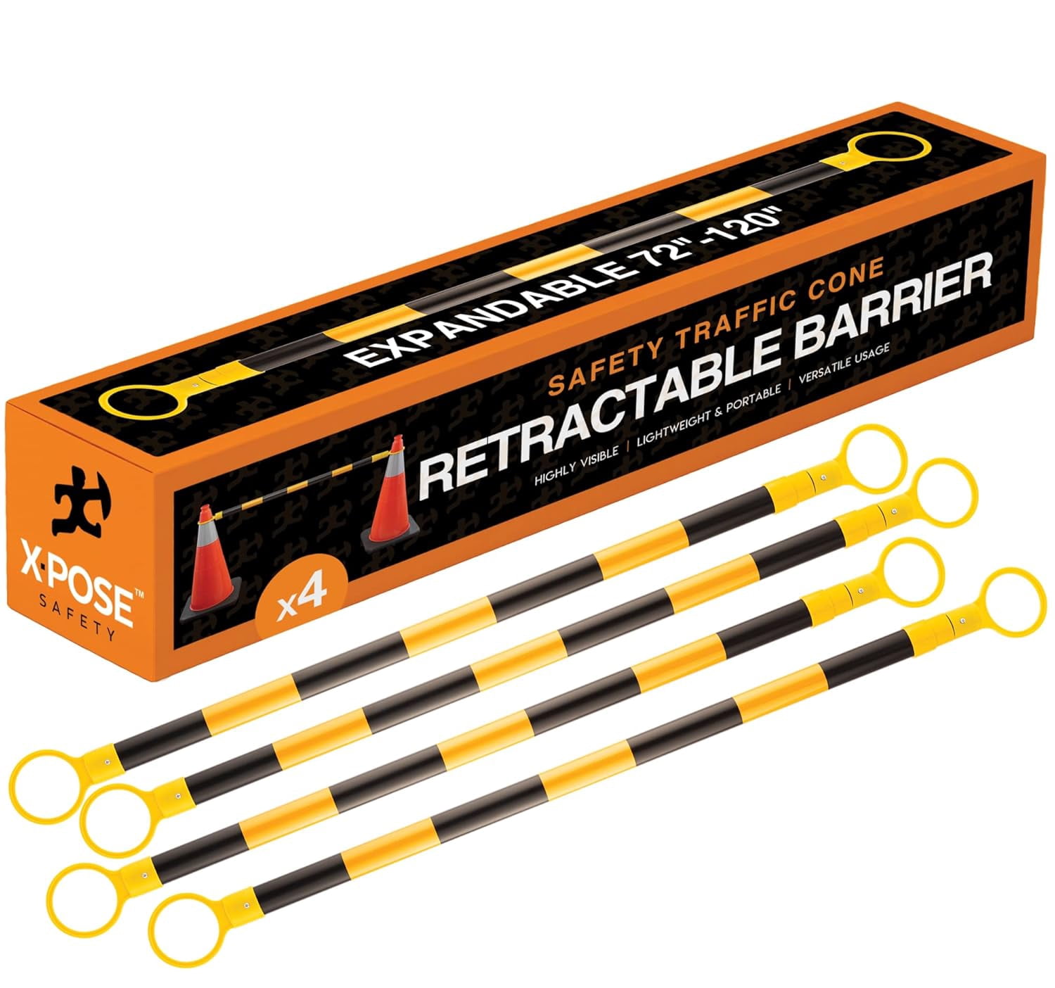 Retractable Barrier for Safety Traffic Cones 72" x 120" - 2" OD - Large ...