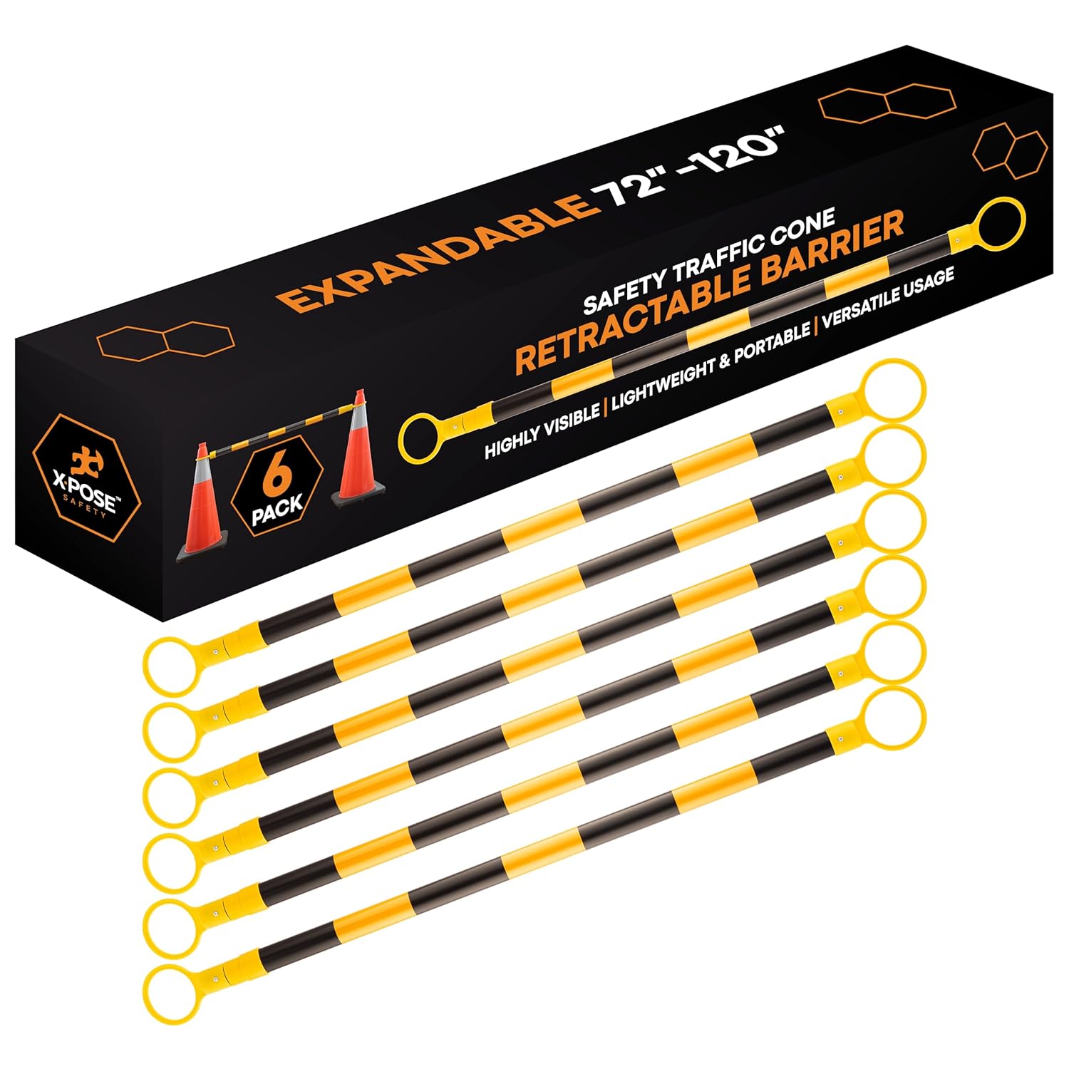 Retractable Barrier for Safety Traffic Cones 72" x 120" - 2" OD - Large ...
