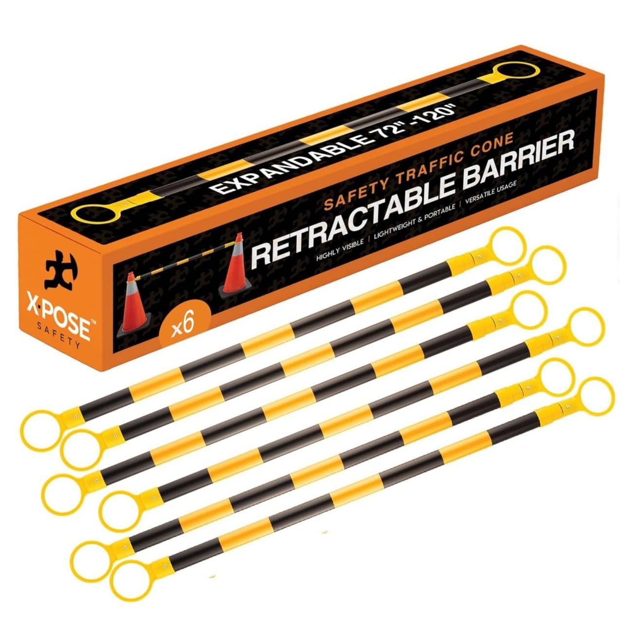 Retractable Barrier for Safety Traffic Cones 72" x 120" - 2" OD - Large ...