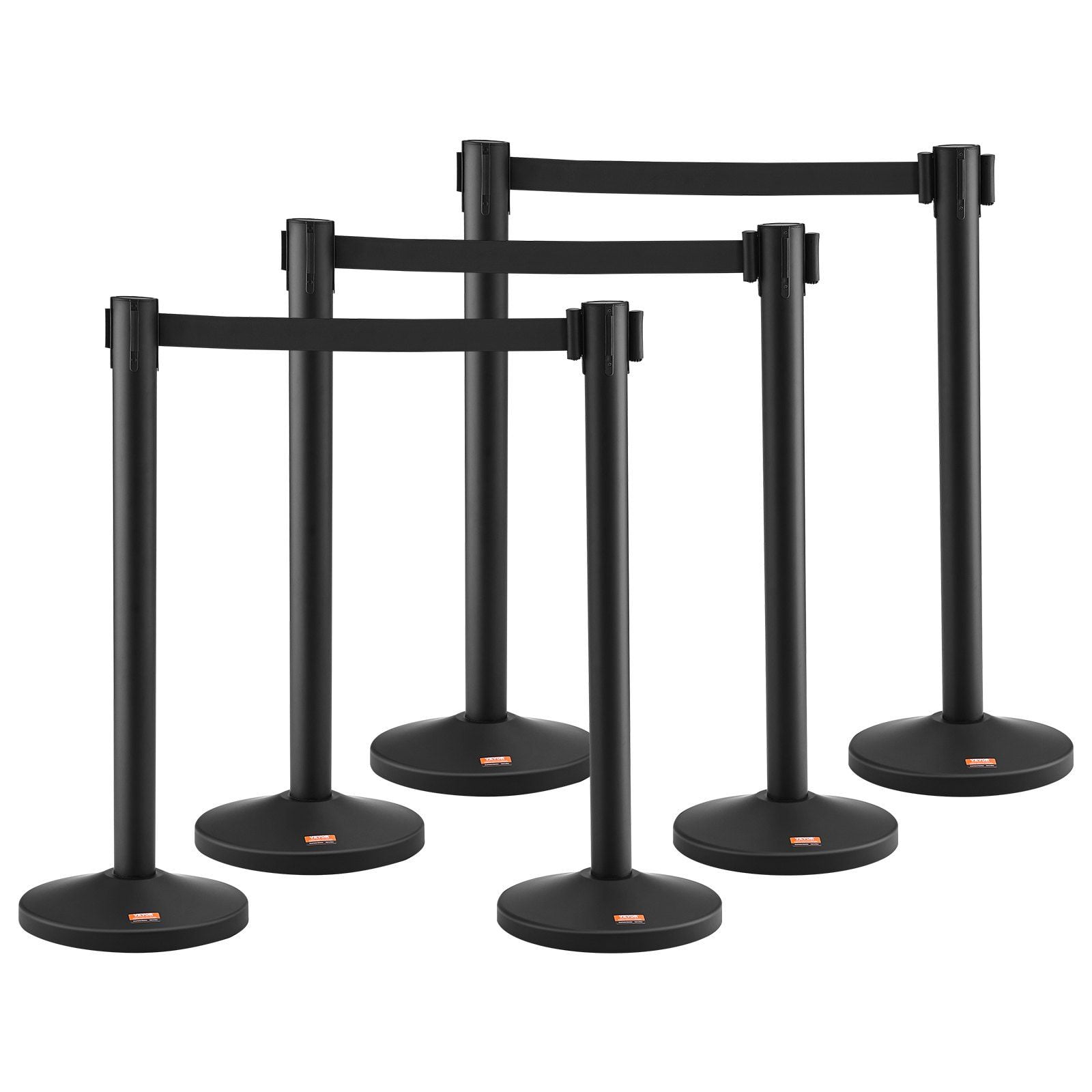 Retractable Belt Stanchion, 6-Pack Queue Barrier with Fillable Base ...