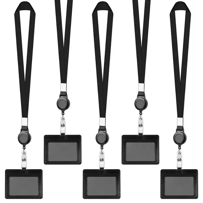 Retractable Breakaway Lanyard ID Badge Holder Adjustable Carabiner ...