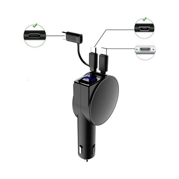Smart Home 4 in 1 Retractable Car Charger 100W Fast USB Type-C ...