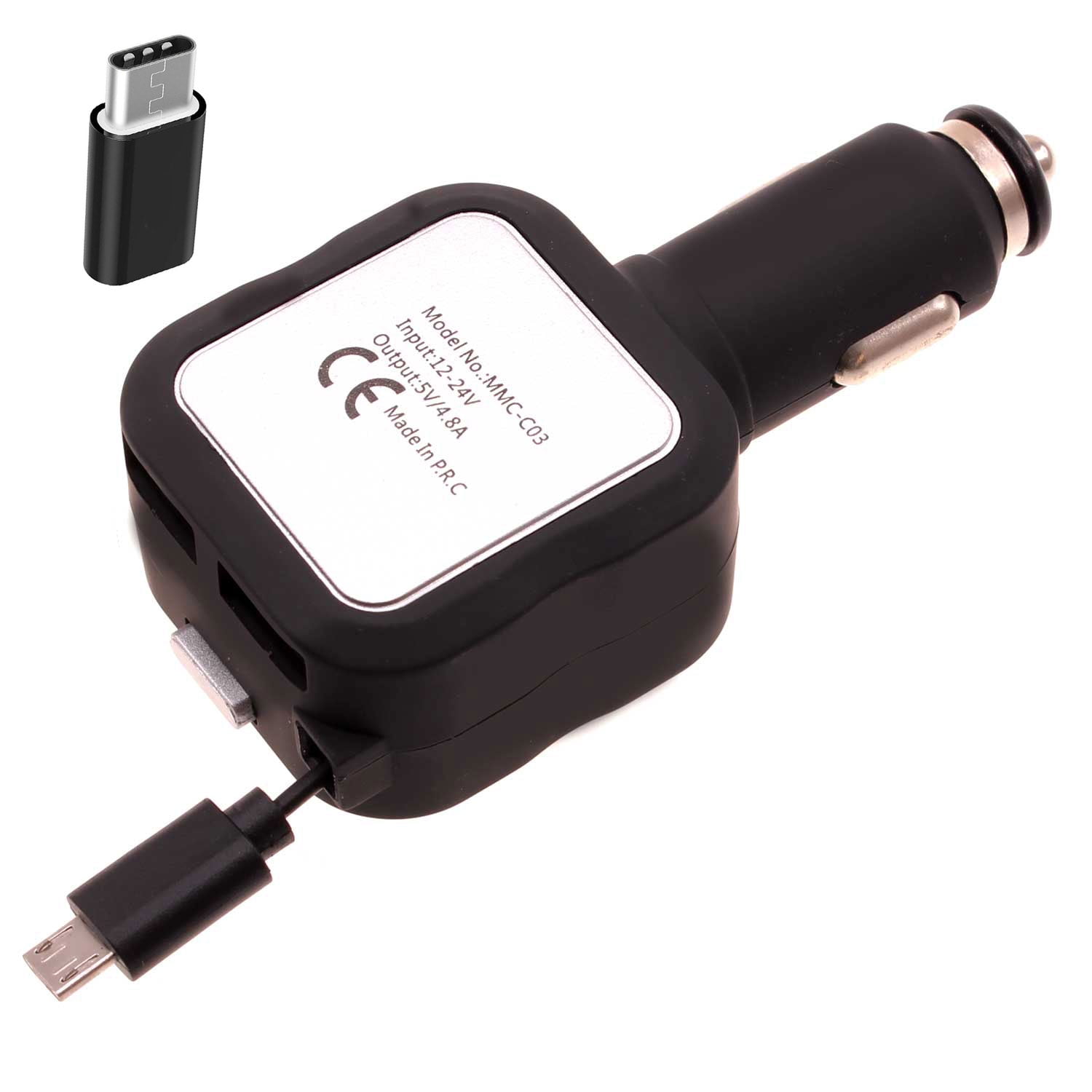 Retractable Car Charger 4.8Amp for Samsung Galaxy A06/A16 5G/A26 5G/A36 ...