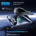 Retractable Car Charger, 4 in 1 Fast Charging 96W, Cigarette Lighter ...
