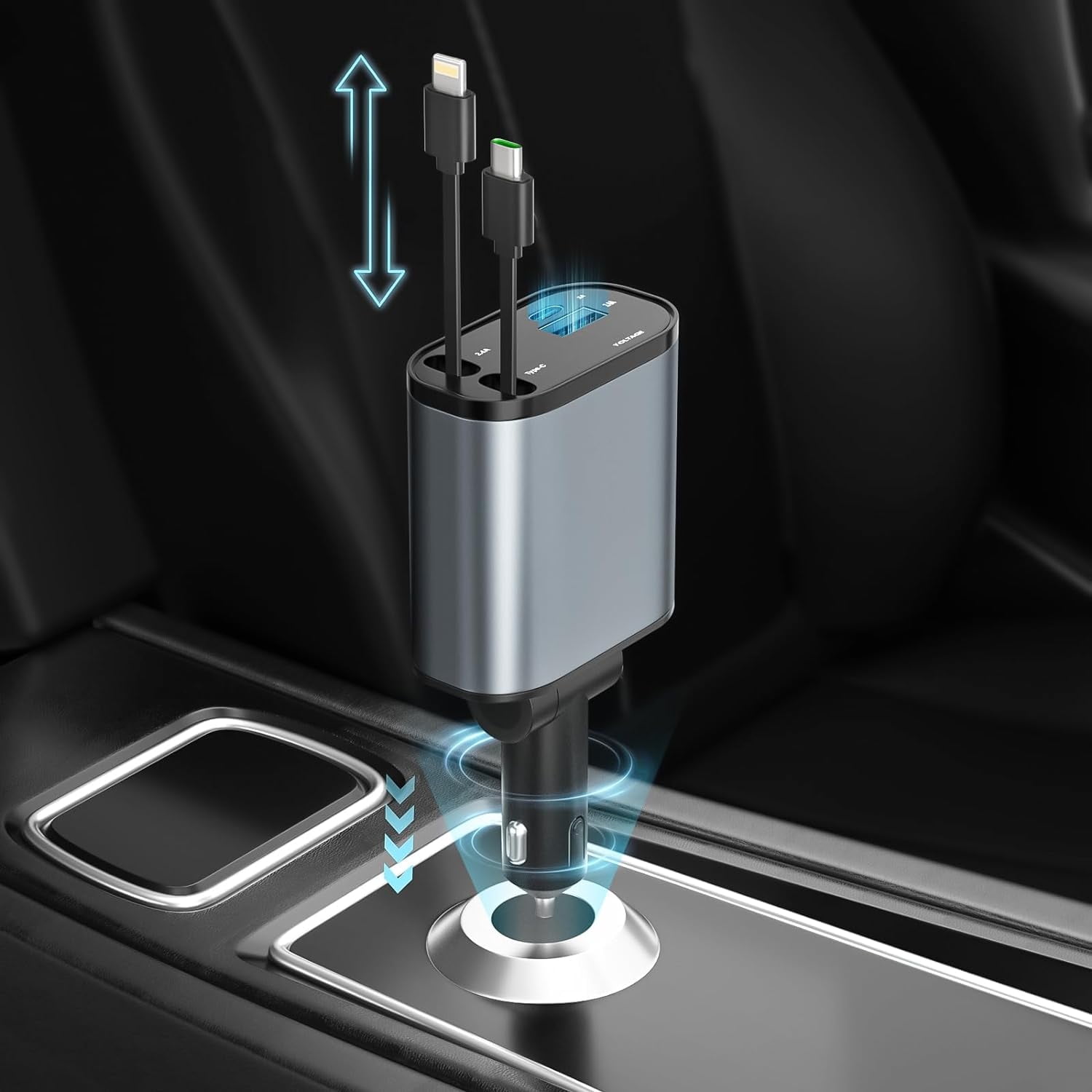 Retractable Car Charger, 4 in1 Fast Car Phone Charger 120W, 2.7Ft ...