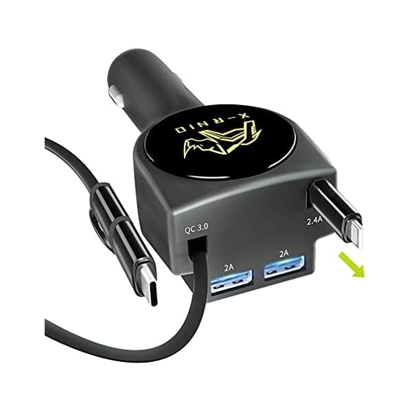 Retractable Car Charger, Fast Charge 3.1A 47W, Retractable Cables (3Ft ...