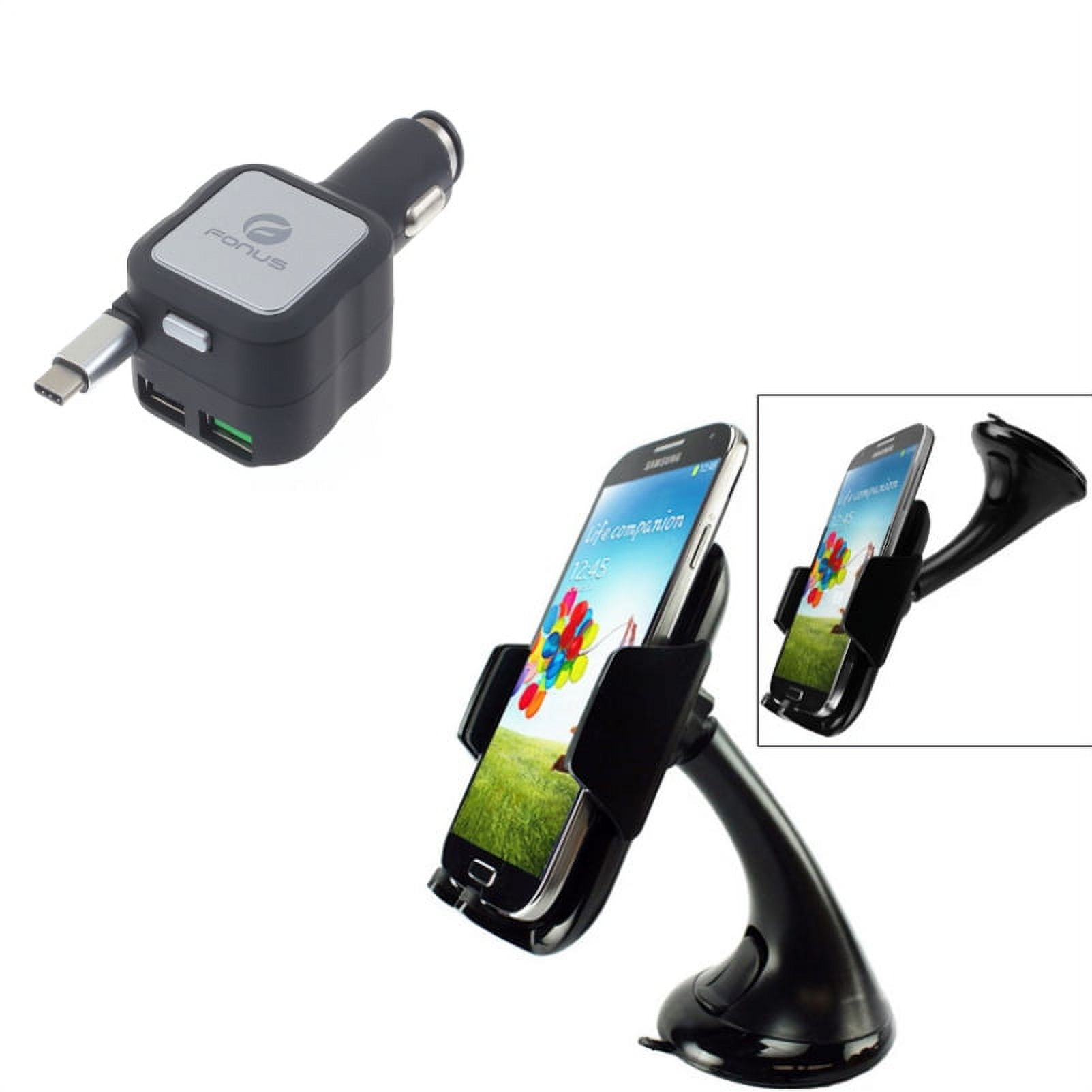 Retractable Car Charger w Dash Mount Holder P5W for Acer Liquid Jade ...
