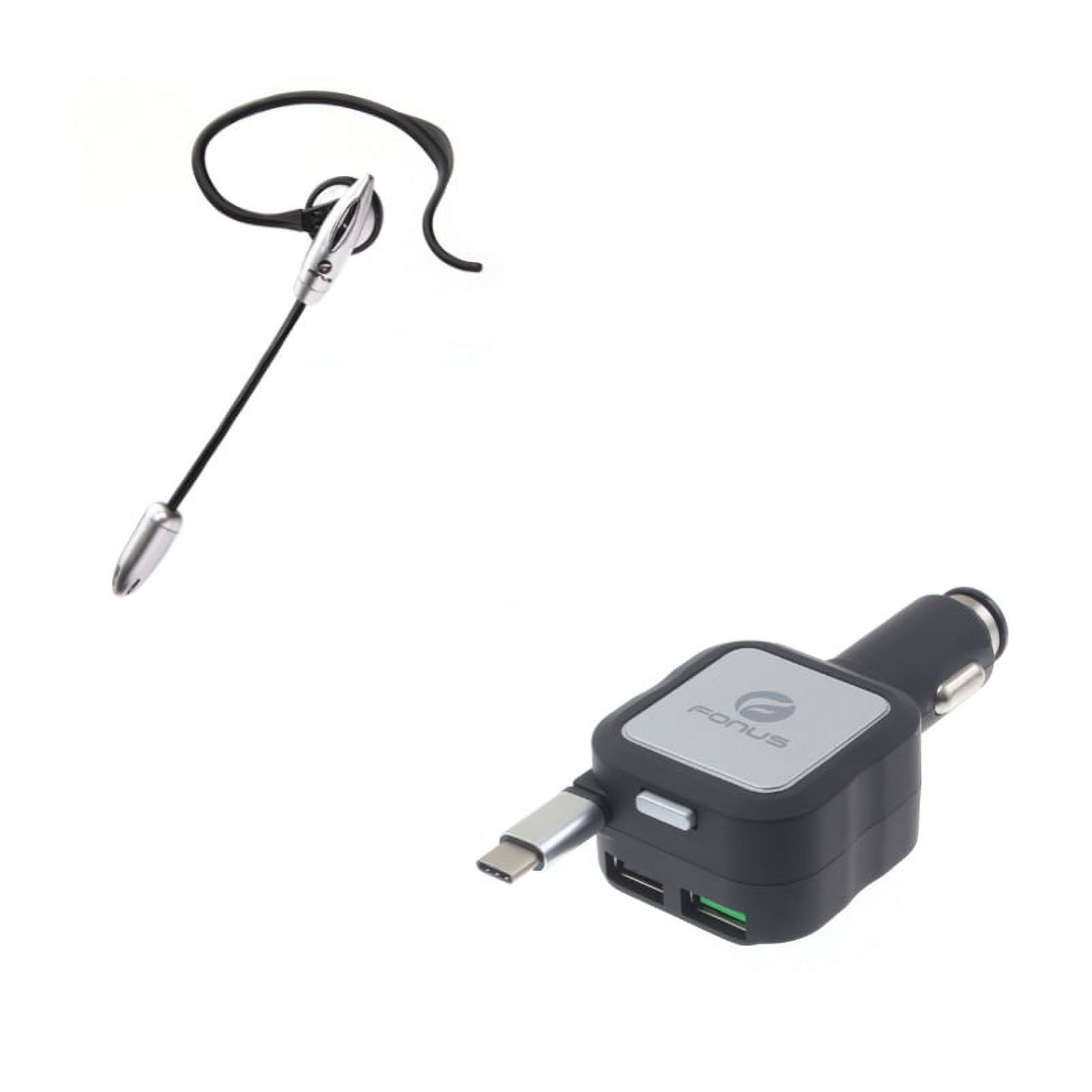 Retractable Car Charger w Earphone w Mic Wired Mono Headset M5A for ...
