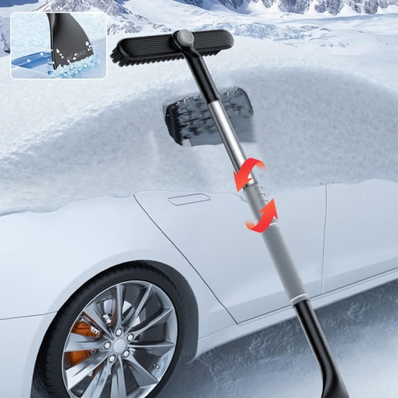 Retractable Car Snow Shovel Ice Scraper 2 In 1 Rotating Brush Head ...