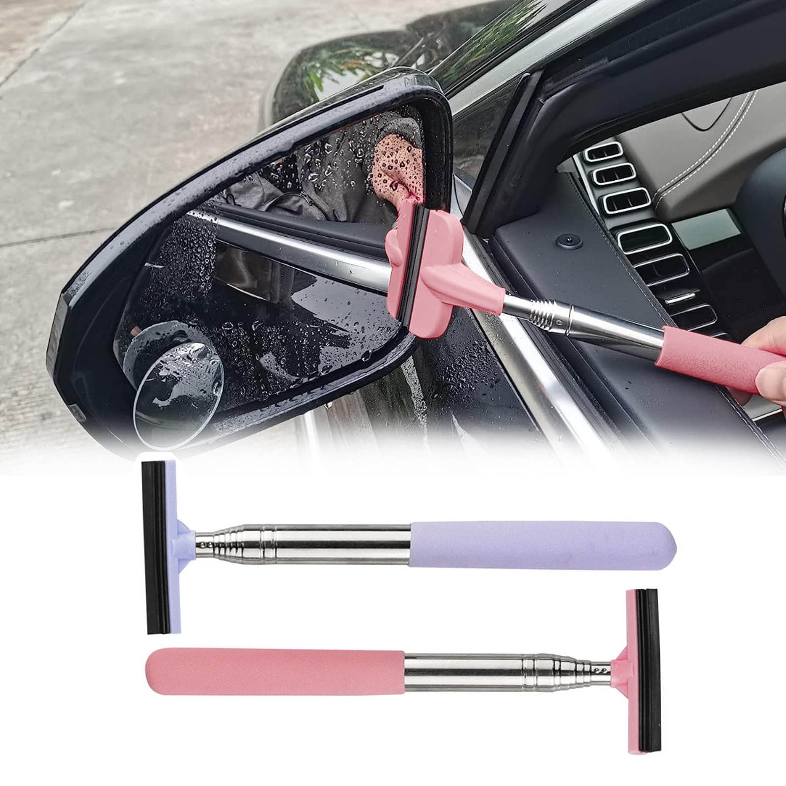 Retractable Car Wiper for Rearview Mirrors, 38-inch Stainless Steel ...