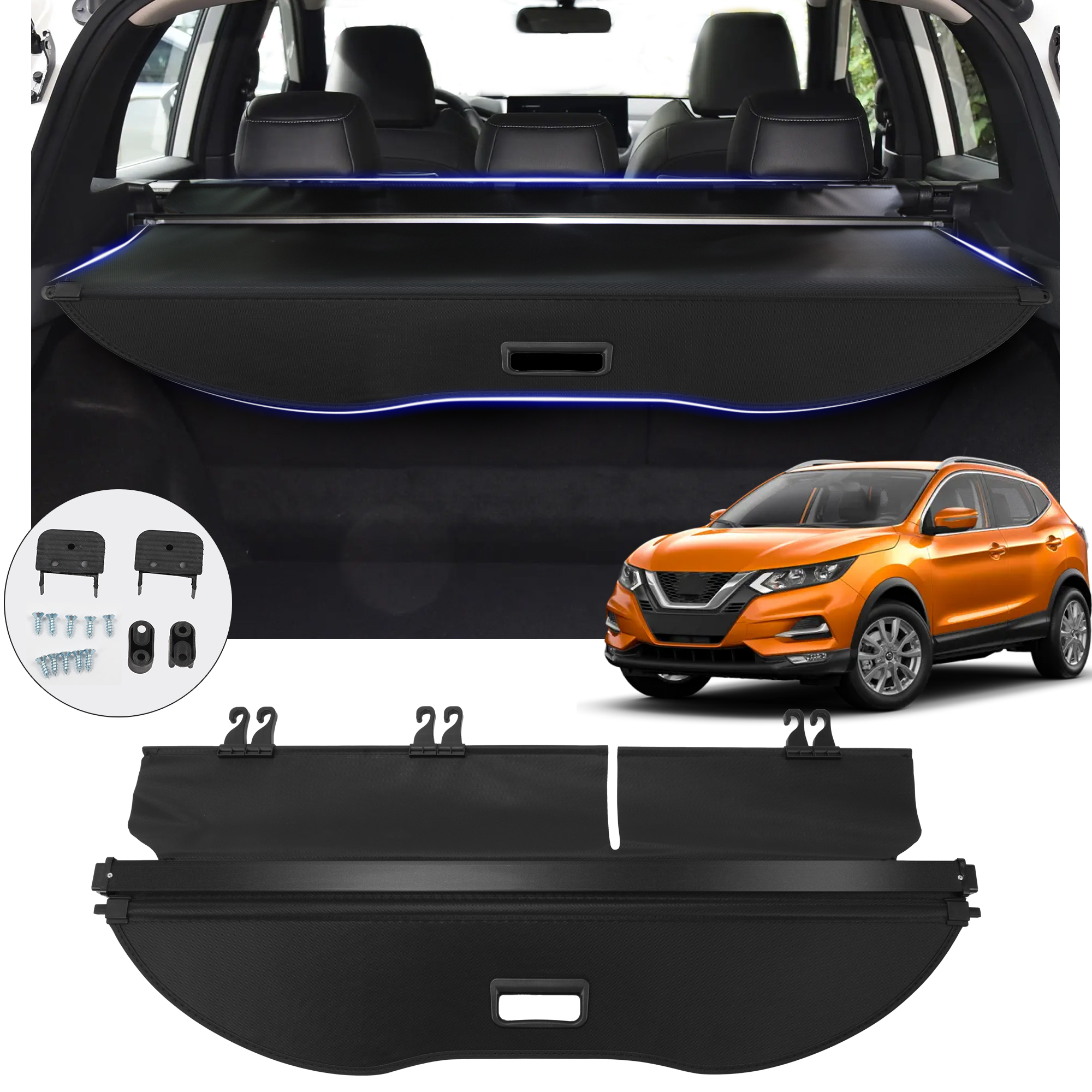 Retractable Cargo Cover For 2017-2023 Nissan Rogue Leather Trunk Rear ...