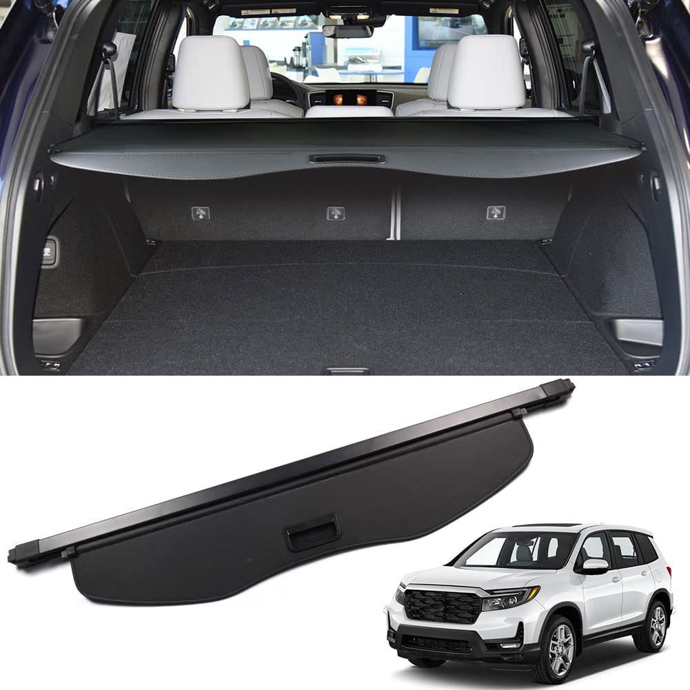 Retractable Cargo Cover for Honda Pilot 2023-2024 Black Rear Trunk ...
