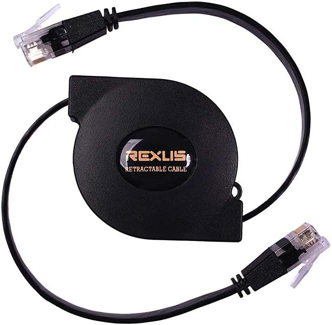 Retractable Cat 6 Flat Ethernet Network Cable 3.3 FT,10 Gigabit High ...