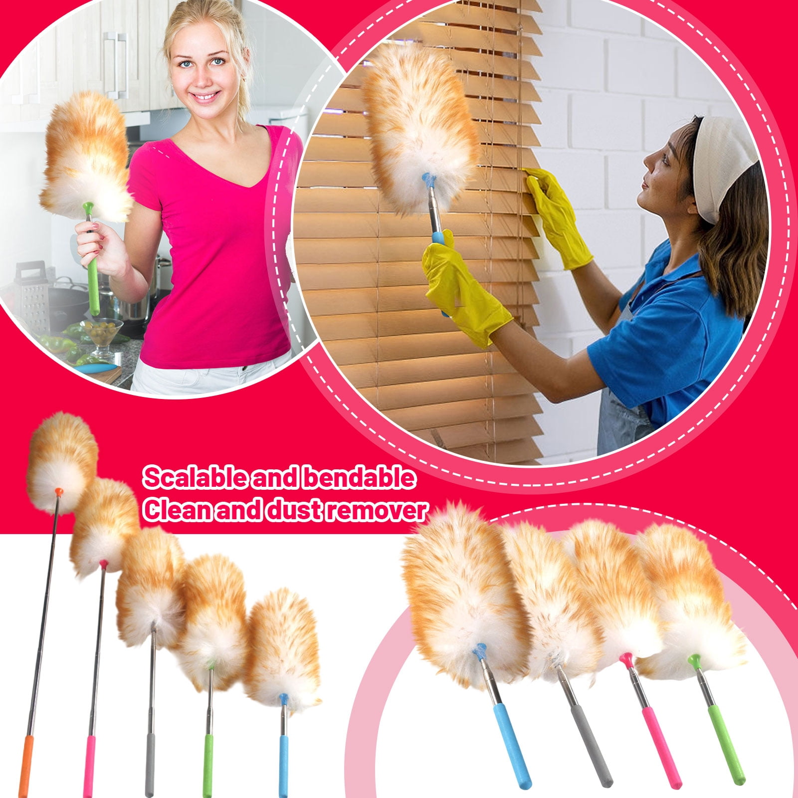 Retractable Cleaning Duster, Telescopic Extendable & Bendable Handle ...