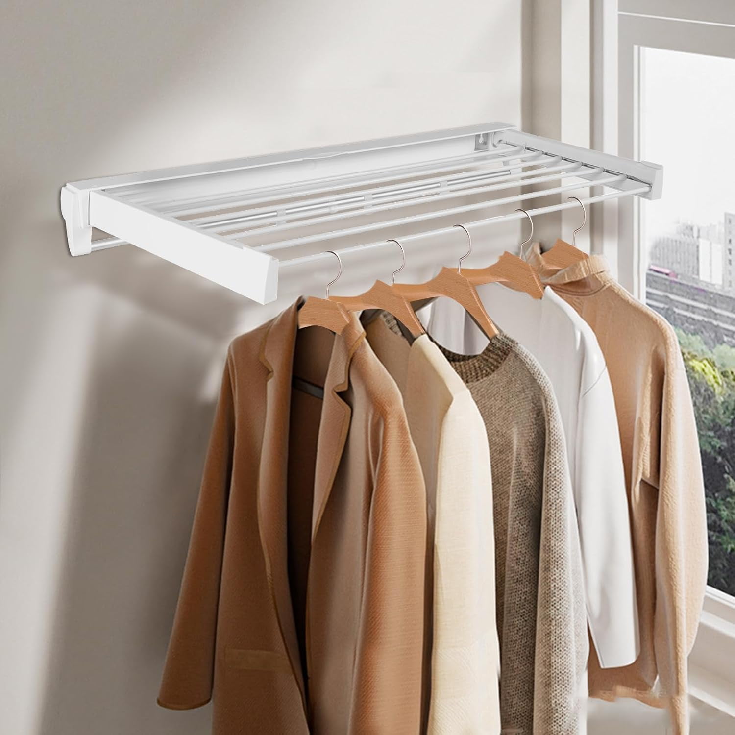 Retractable Clothes Drying Rack, Wall Mounted Drying Rack, Thickened ...