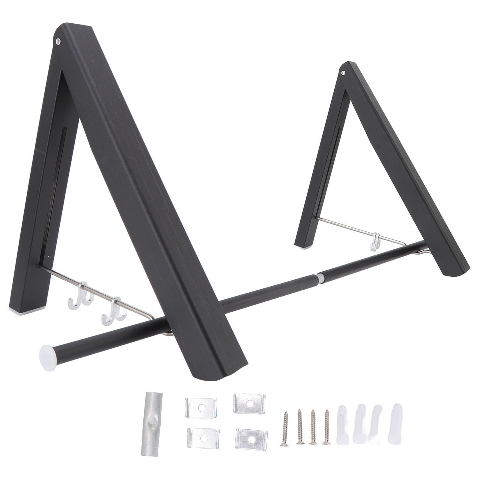 Retractable Clothes Rack Black Foldable Design Aluminium Wall Mounted ...