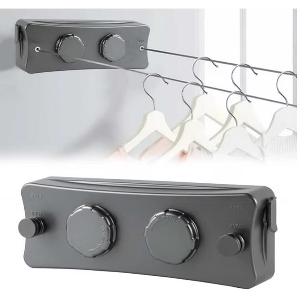 Retractable Clothesline,16.7Ft Twin Clothes Drying Laundry Line Indoor ...