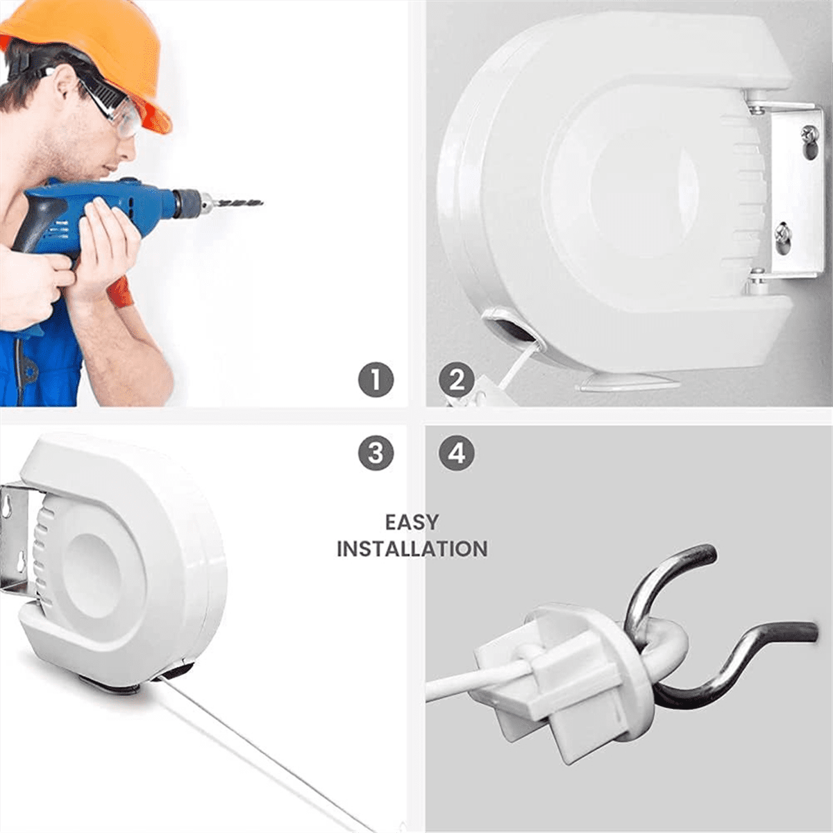 Retractable Clothesline, Clothesline Indoor and Outdoor Laundry Line ...