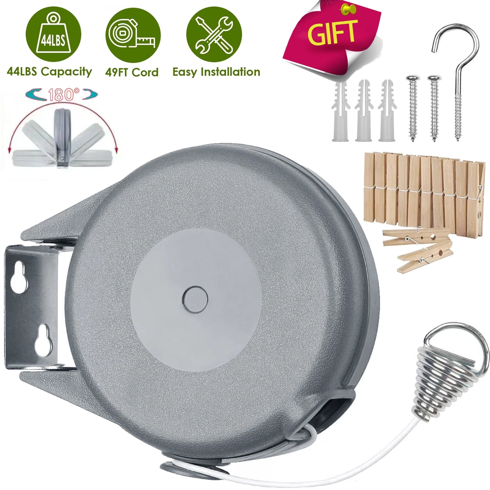 Retractable Clothesline Flexible Portable Heavy Duty 40 Feet Adjustable ...